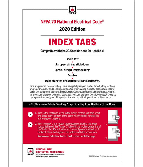 2020 NFPA 70 National Electrical Code NEC Tabs - Authentic NFPA ...