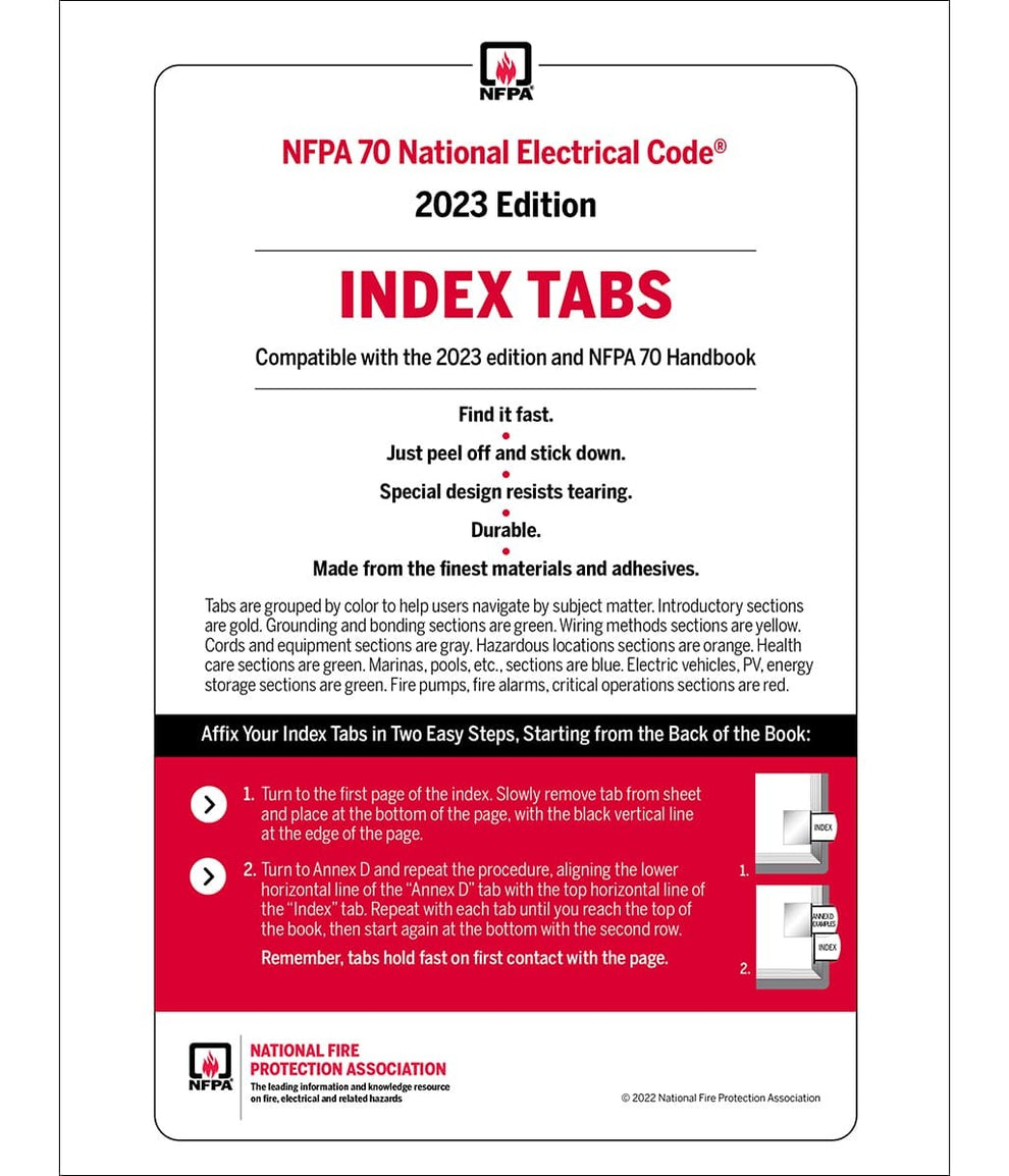 2023 NFPA 70 National Electrical Code NEC Tabs - Authentic NFPA ...